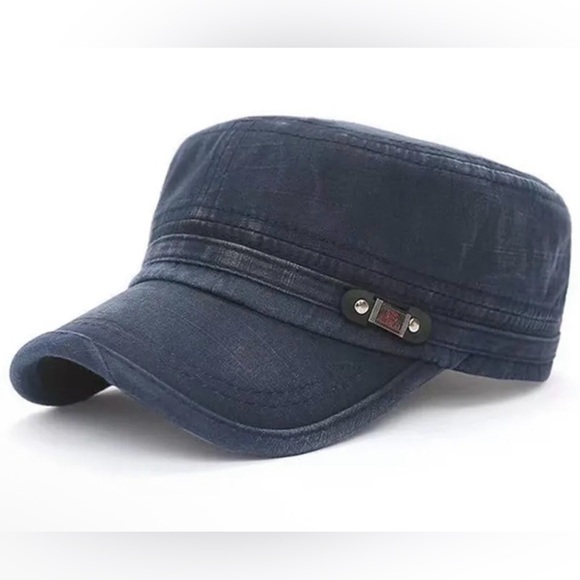 Accessories | Nwot Stylish Denim Wash Blue Military Cap | Poshmark